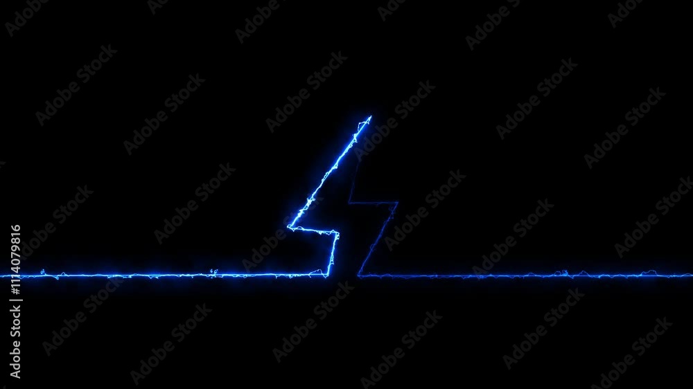 Battery charging power icon animation on neon on black background ...