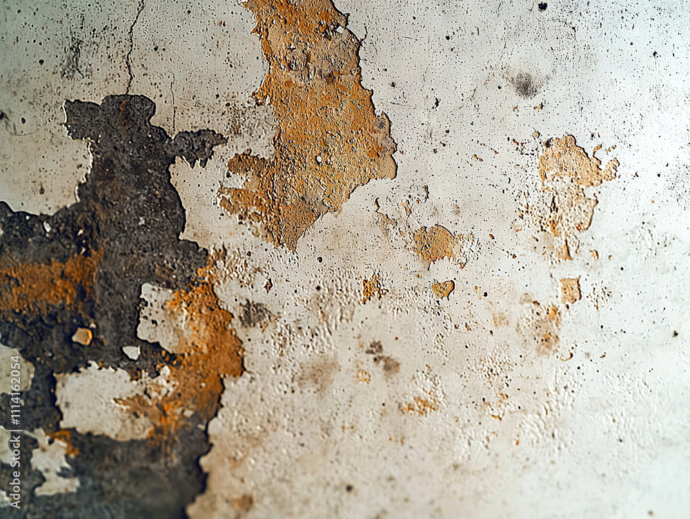 Mold and peeling paint on damp wall indicating moisture damage and ...