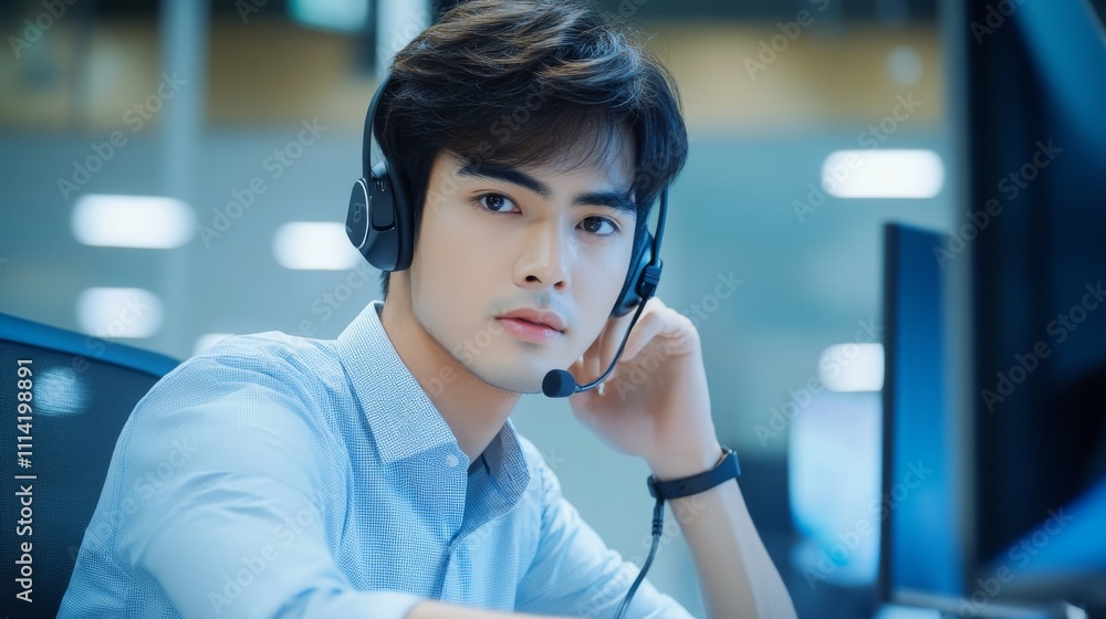 Professional Thai Call Center Operator Providing Tech Support with ...