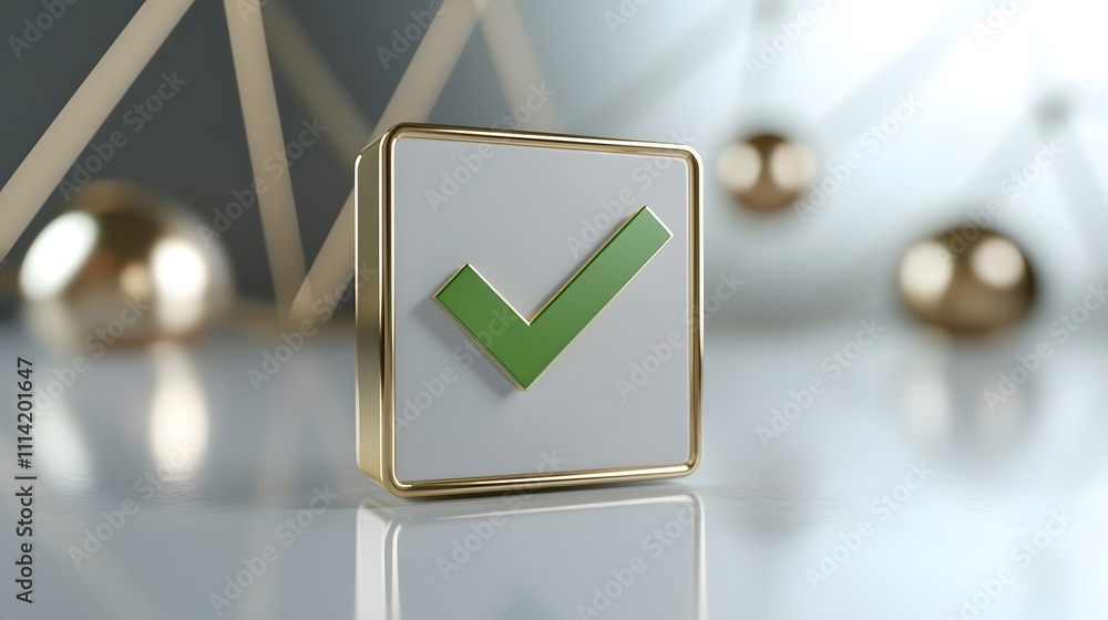 Elegant green checkmark icon on a pristine white backdrop, showcasing a ...