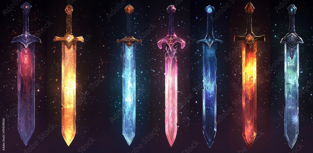 Including medieval swords, knives, and longswords with magical runes ...