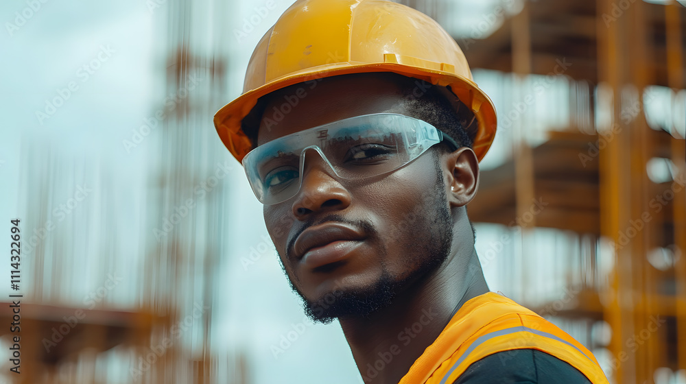Focused african american at construction site managing worker tasks on ...