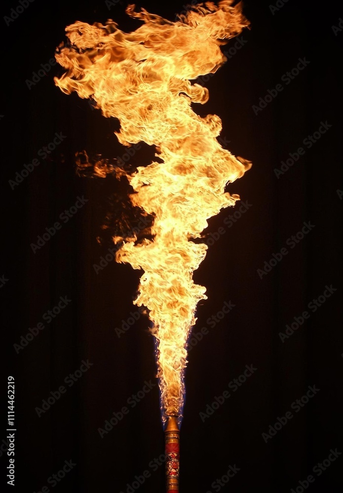 Fire Breather Circus Flame Show. Large Plume Of Flame , isolated on ...