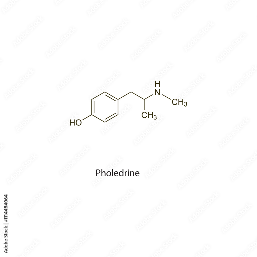 Pholedrine flat skeletal molecular structure sympathomimetic drug used ...