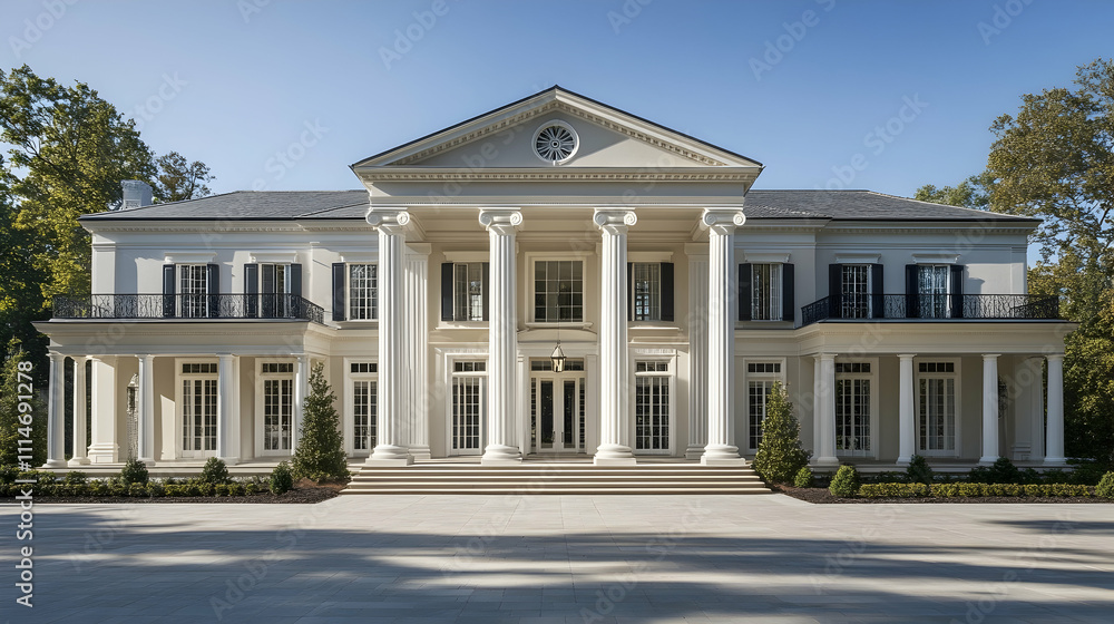 Photo Antebellum Plantation House with Two-Story Columns and Magnolia ...