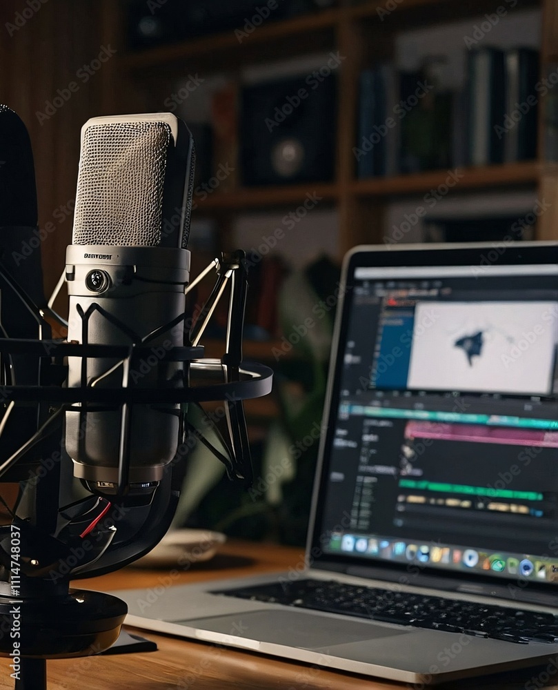 Podcast Studio Setup: A sleek, professional podcast recording setup ...