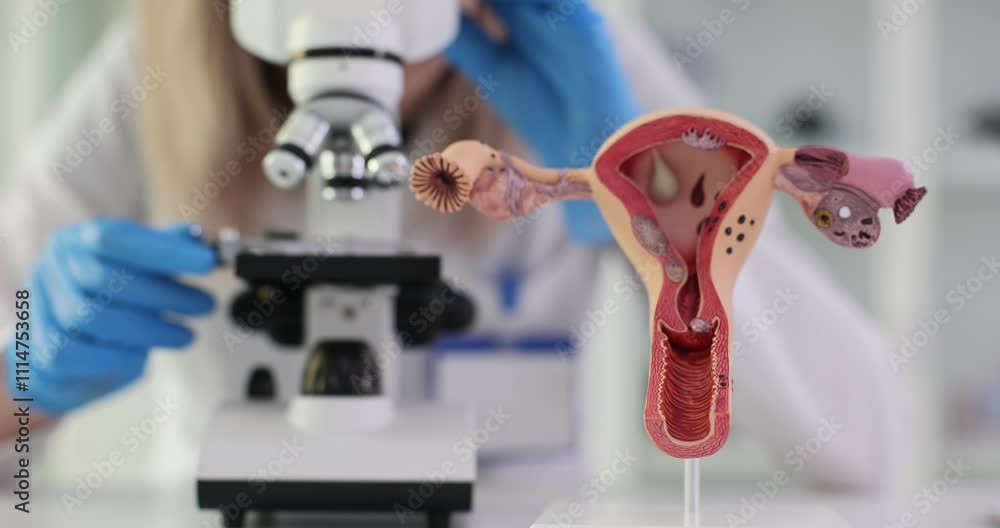 Anatomy of the uterus and microscope in a medical clinic Stock Video ...