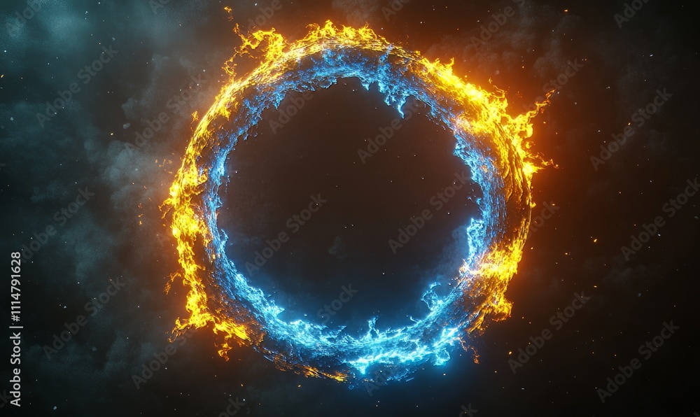 VS battle element - round fiery cold and hot frame with light effect ...