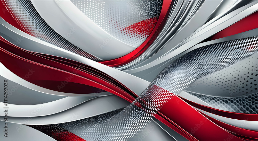 Modern background design with metallic silver and red color elements ...