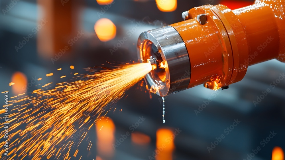 Photo & Art Print Intense closeup of robotic fire suppression system in ...