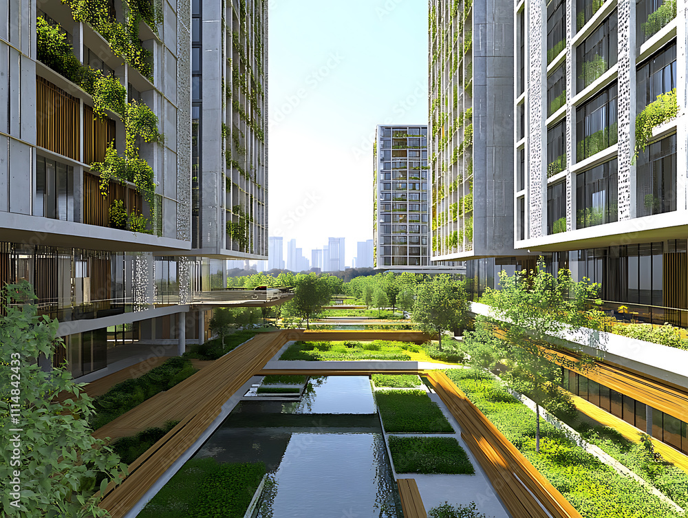 Urban project planning, green sustainable design, creating eco friendly ...