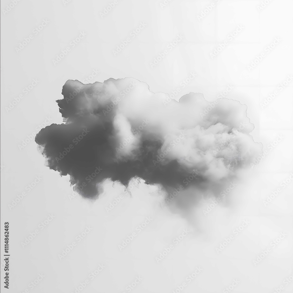 a single Wispy Cloud on white background high contrast between the ...