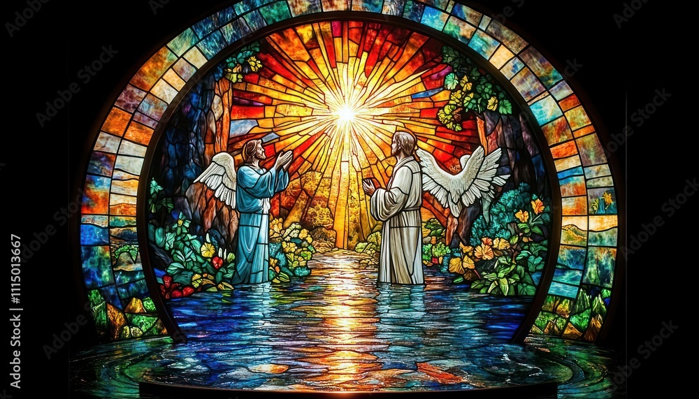 Jesus Christ Baptism by John the Baptist Holy Spirit River Jordan ...