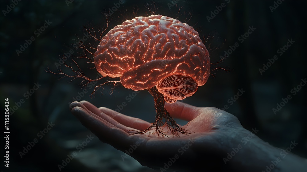 Exploring the fusion of technology and nature brain growth concept in a ...
