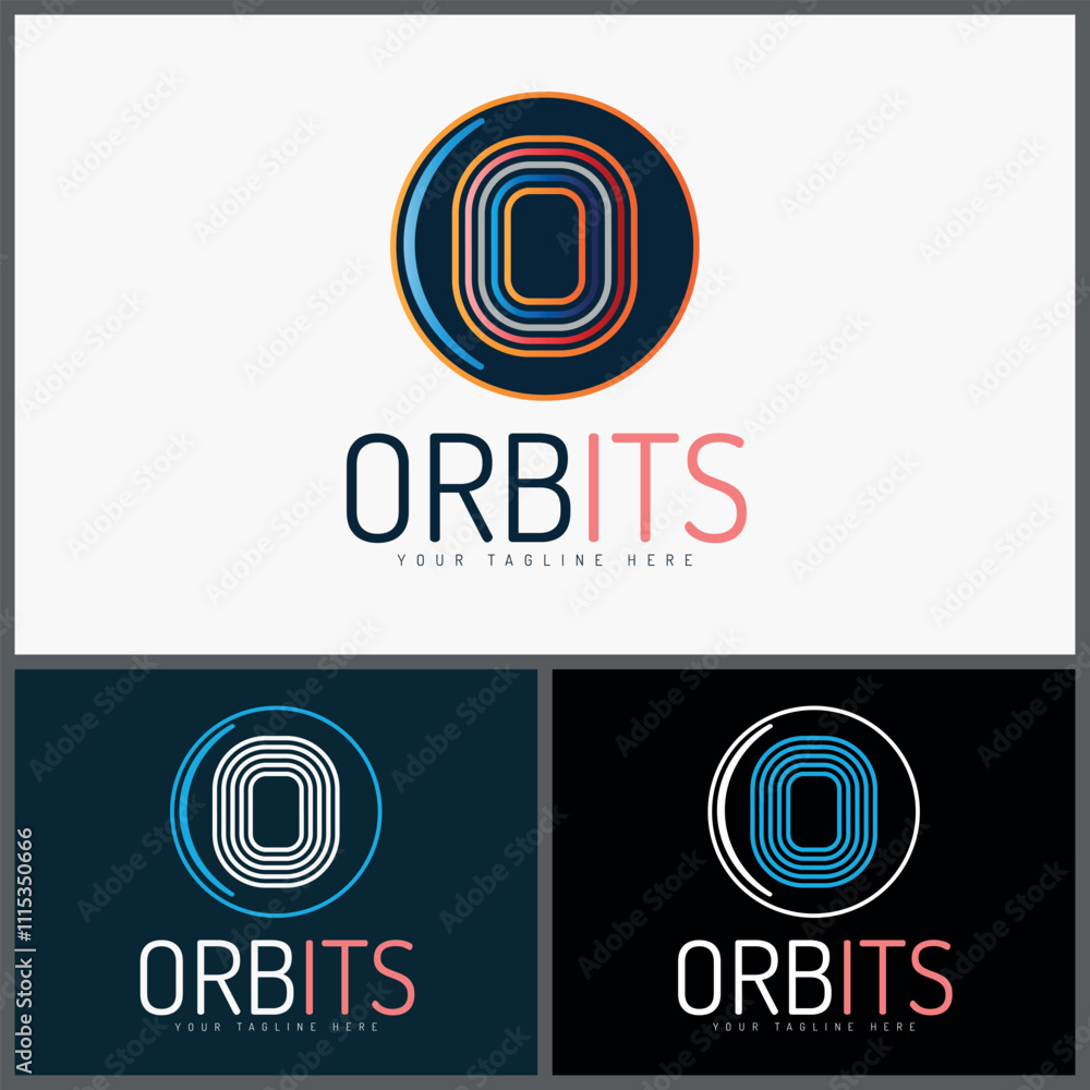 Orbits initial O font line style logo set templates design Stock Vector ...
