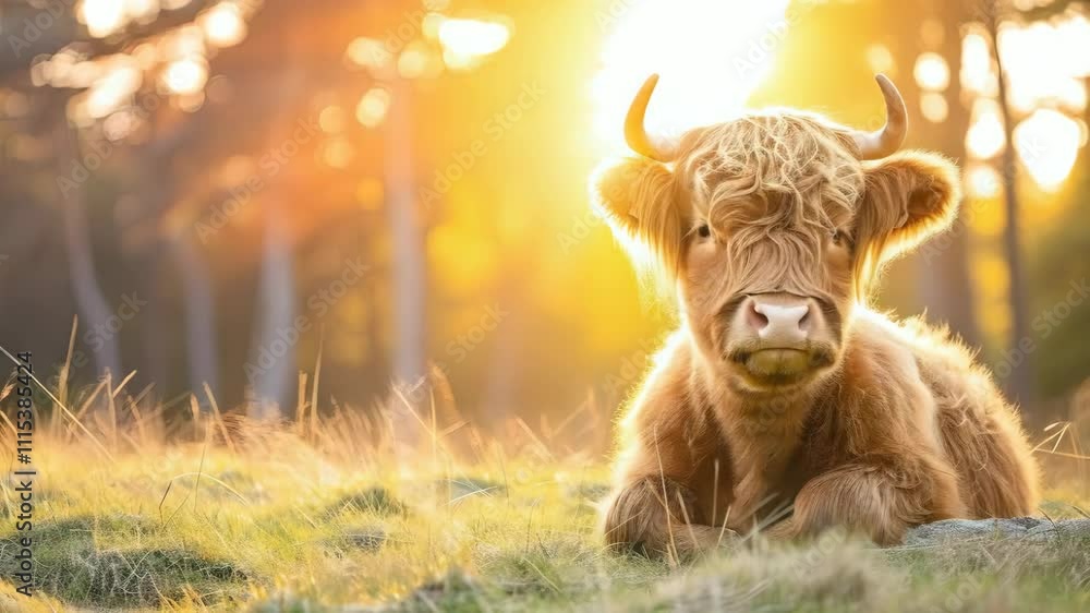 video of A Scottish breed of rustic cattle, the Highland cow, grazes in ...