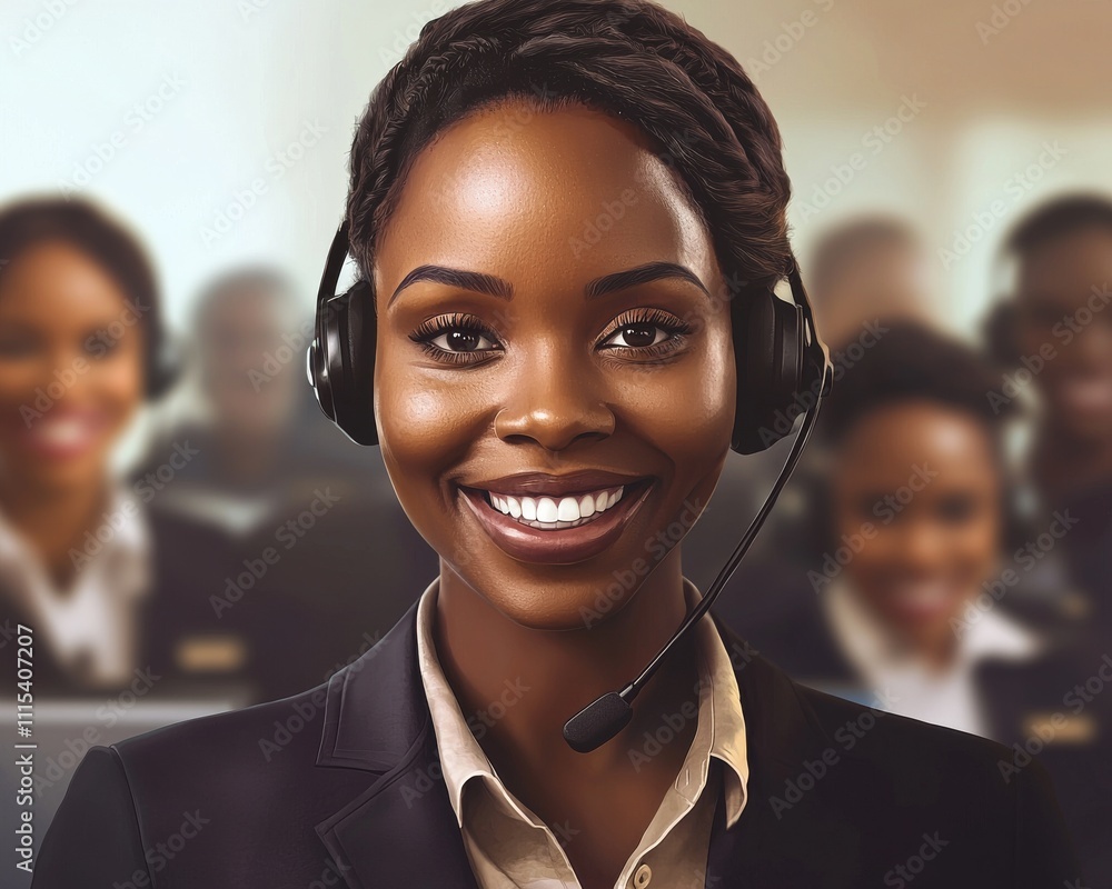 Cheerful Black woman in headset leads a customer service team ...