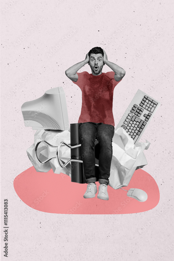 Composite sketch image design trend artwork collage of young man ...