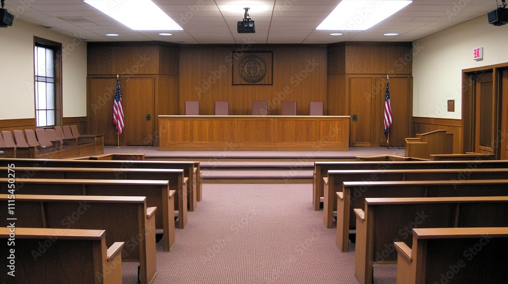 Abstract design element showcasing a courtroom auction scene, featuring ...