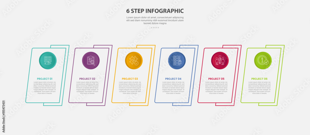 6 points template infographic outline style with 6 point step template ...