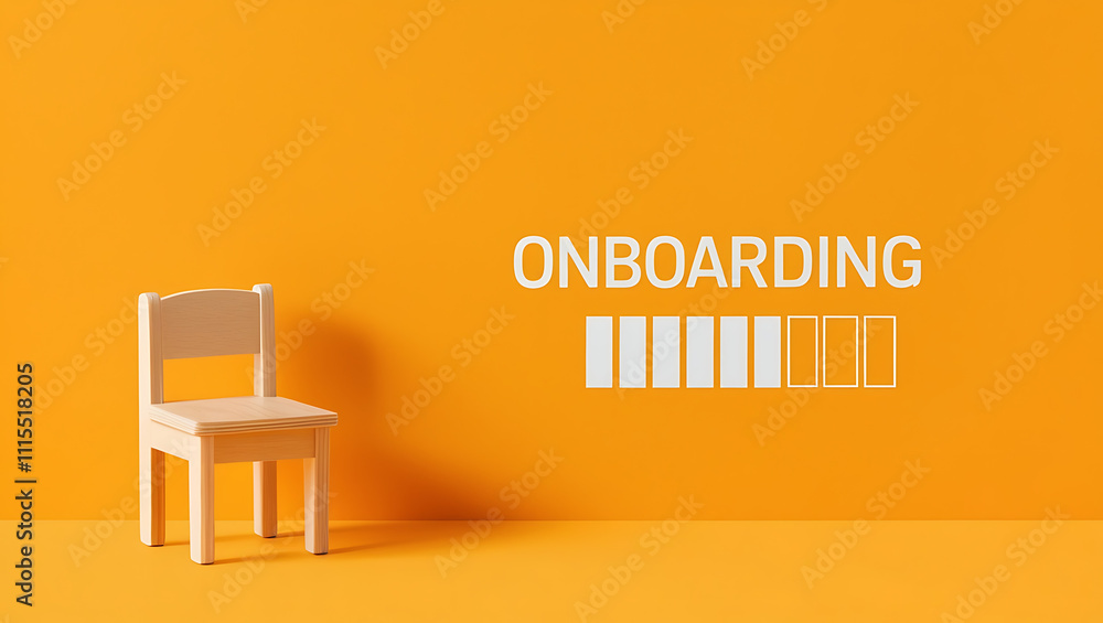 Onboarding Concept with Wooden Chair and Progress Bar, hiring copy ...