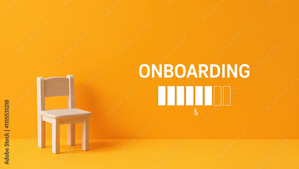 Onboarding Concept with Wooden Chair and Progress Bar, hiring copy ...