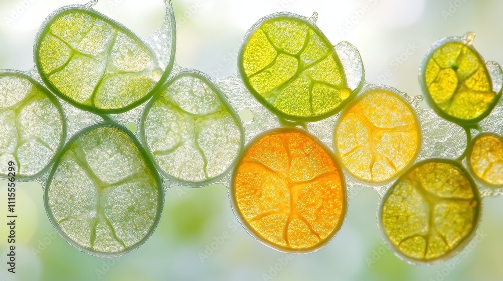 natural transpiration stomata process visualized as microscopic pores ...