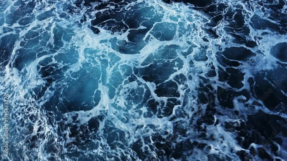 Rough Blue Ocean Water Background of Choppy Waves at Sea Abstract of ...