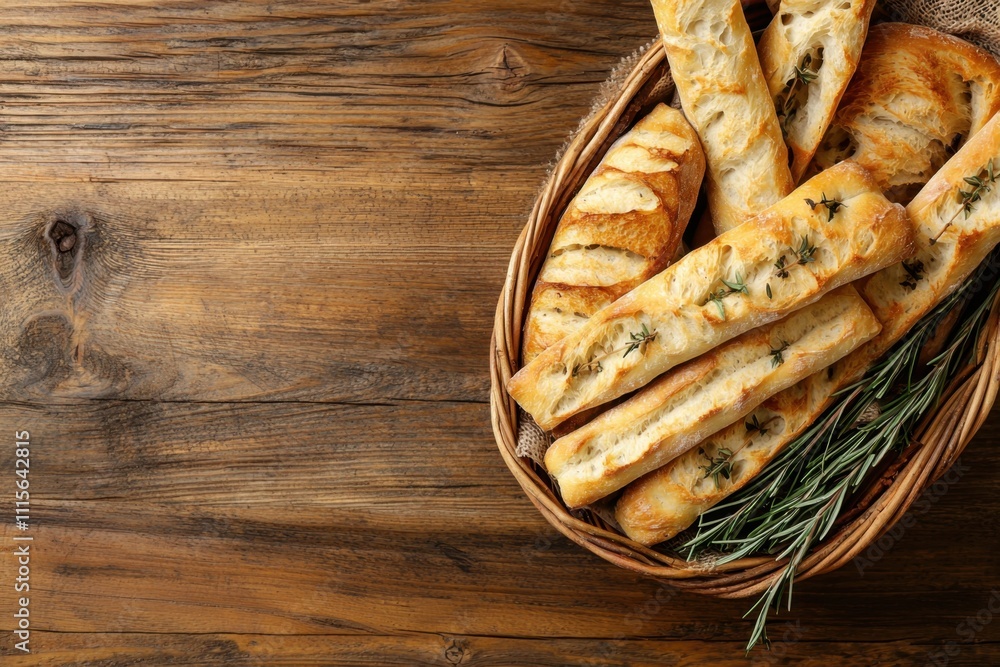 Delightful rustic italian bread basket filled with fresh breads ...