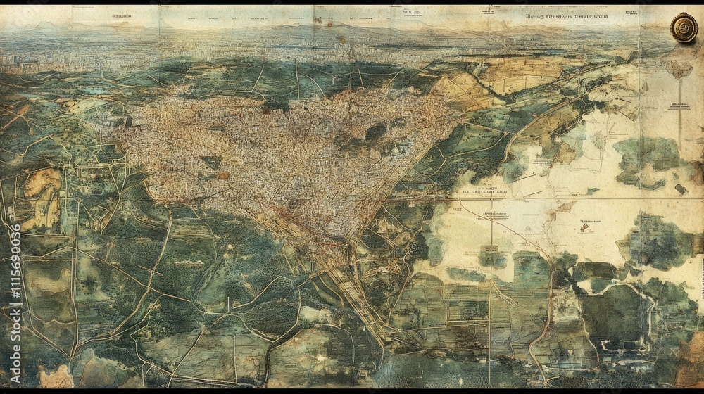 A historical map of Bangalore, showcasing its evolution over the ...