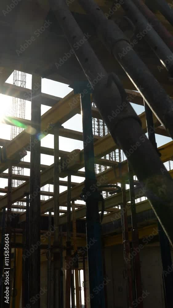 Formwork supports the second floor of a monolithic building ...