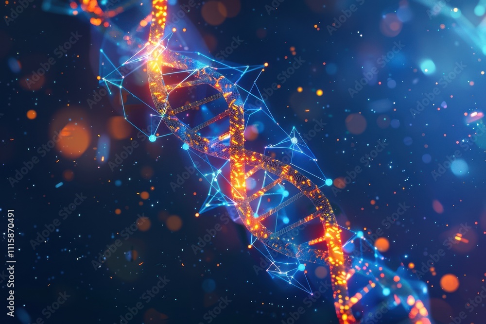 representation of a double helix DNA strand with animated molecular ...
