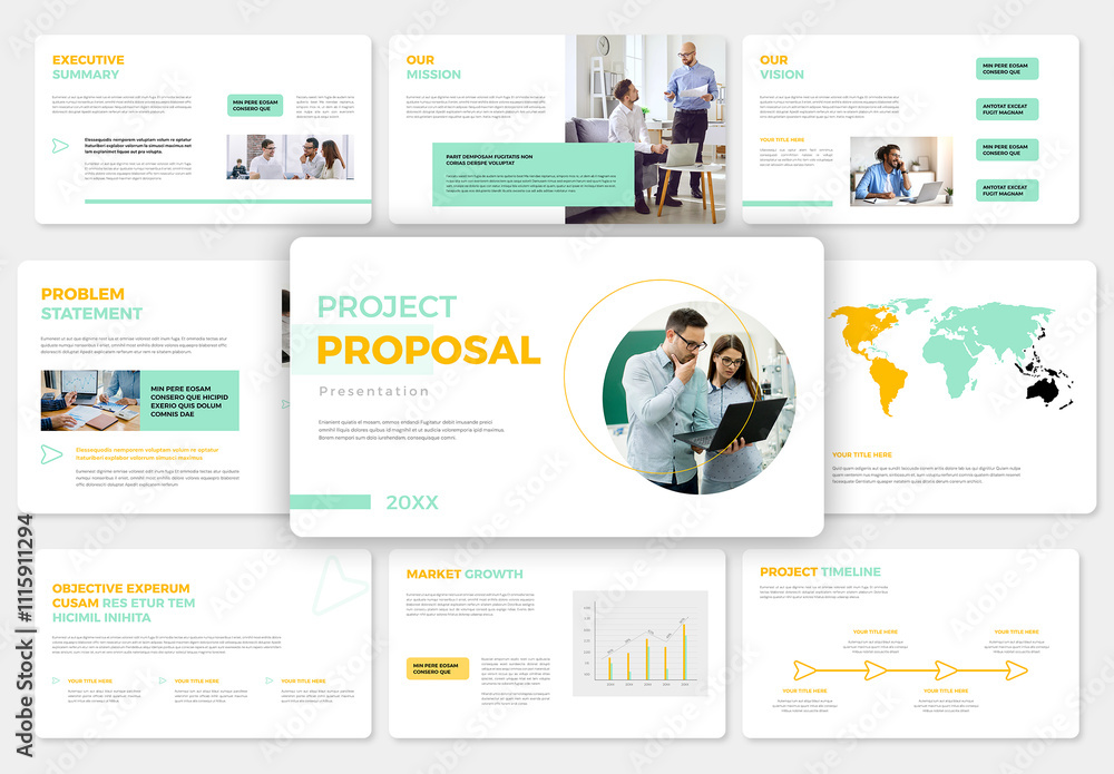 Modern & Clean Project Proposal Presentation Stock Template | Adobe Stock