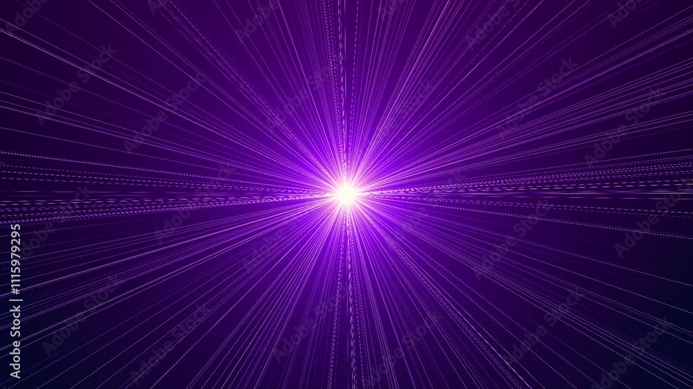 Bright background of purple beams of light, flash of light, lasers at ...