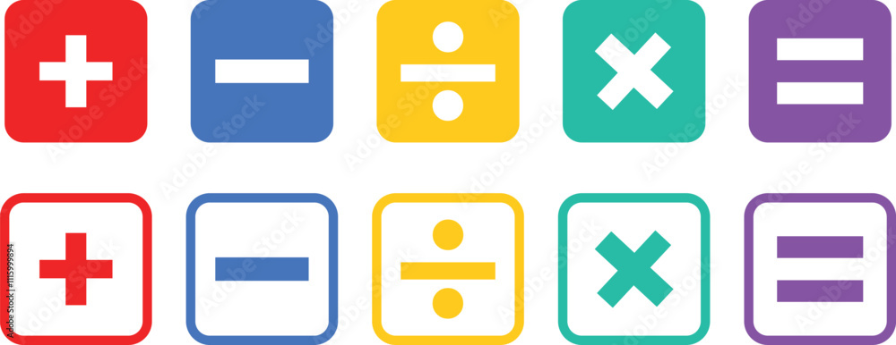 Basic mathematical symbol. Plus and minus icon set. Math symbol ...