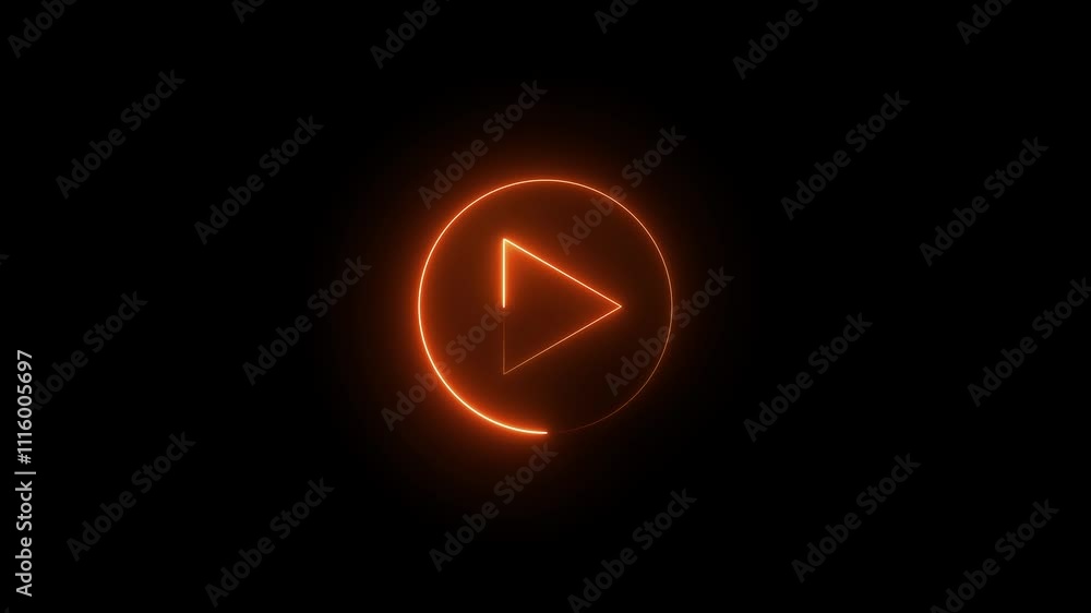 UI rendering in three dimensions Isolated play icon with neon light ...