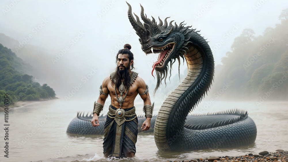 black serpent, Thai Naga, The black naga king in the Mekong River, The real Naga, Naga warrior ...
