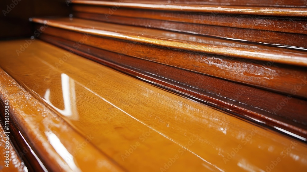 Wood finishing process with varnish and epoxy in furniture production ...