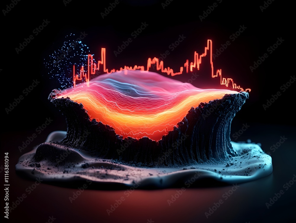 Surreal seismograph recording the undulating rhythms and pulsing ...