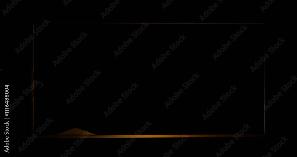 Golden frame with with geometric triangular fragments. Yellow rectangle ...