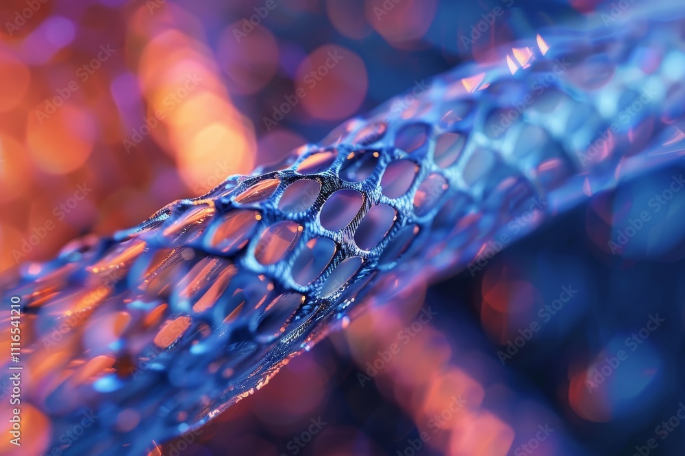 Colorful mesh material displays a detailed pattern highlighted by ...