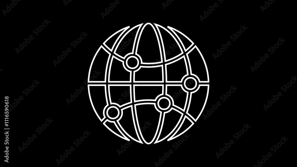 Global or word cyan icon animation on Isolated. World map Global map ...