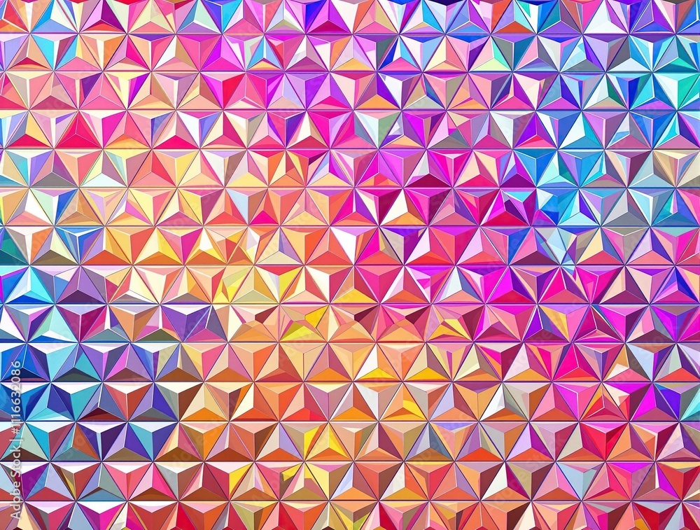 Geometric pattern of triangles in different metallic colors and sizes ...