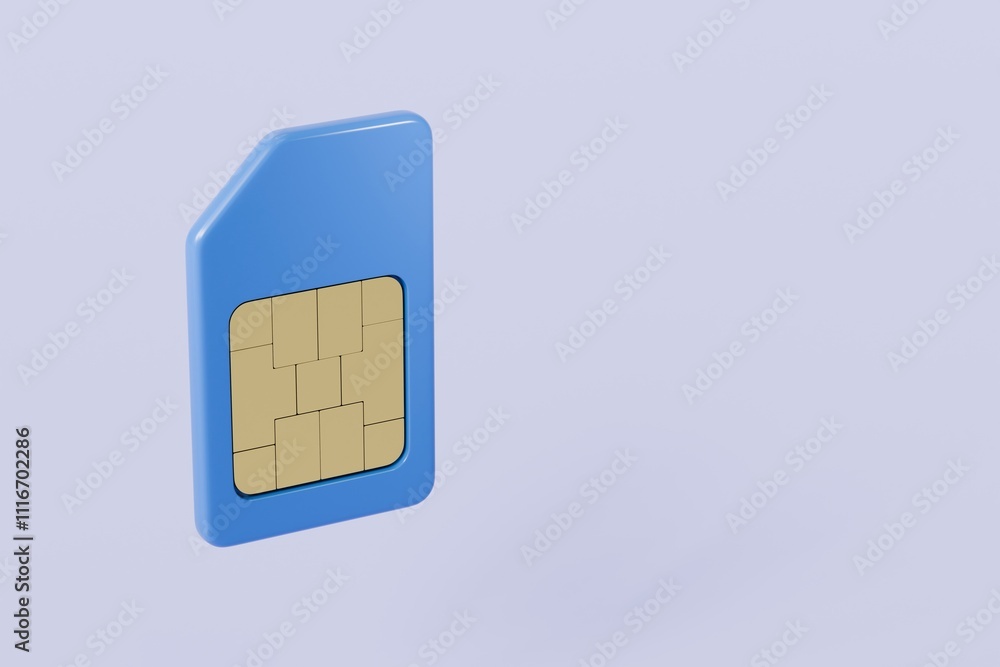 3D SIM Card with circuit microchips icon. Mobile phone cellular SIM ...