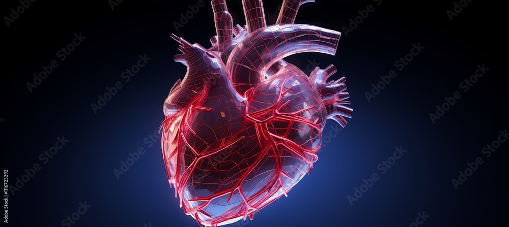 Poster Heart failure transplant cardiology low poly heart visualization ...