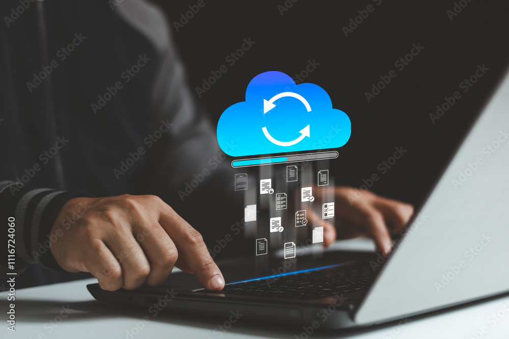 Poster Transfer files data system relocation on cloud system technology concept – Wall Art ...