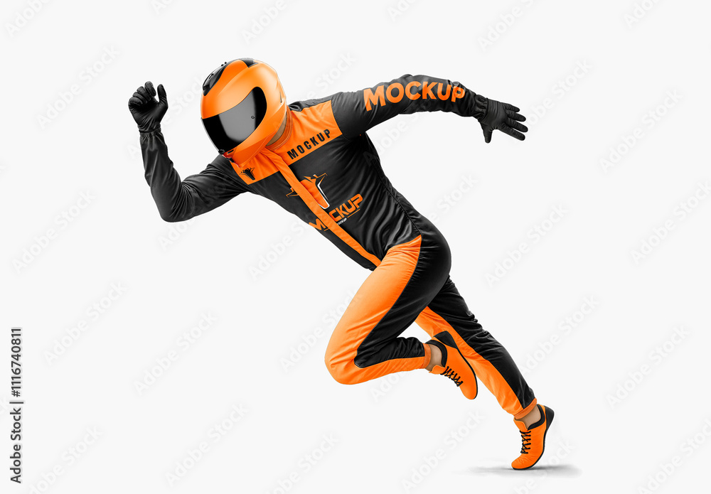 Pilot Racing Suit Running Mockup Stock Template | Adobe Stock
