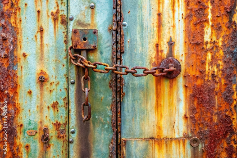 Featuring a realistic rusted metal door with a rusty pull chain, this ...