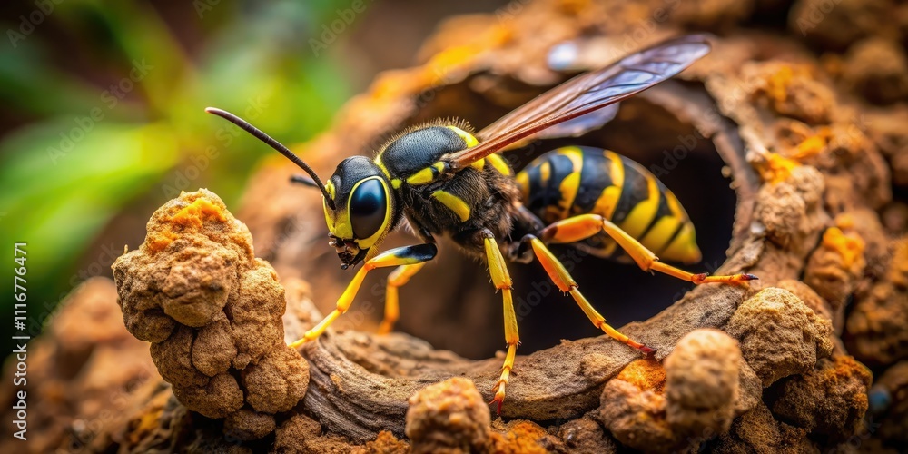 Observe the captivating nesting habits of black and yellow mud dauber ...