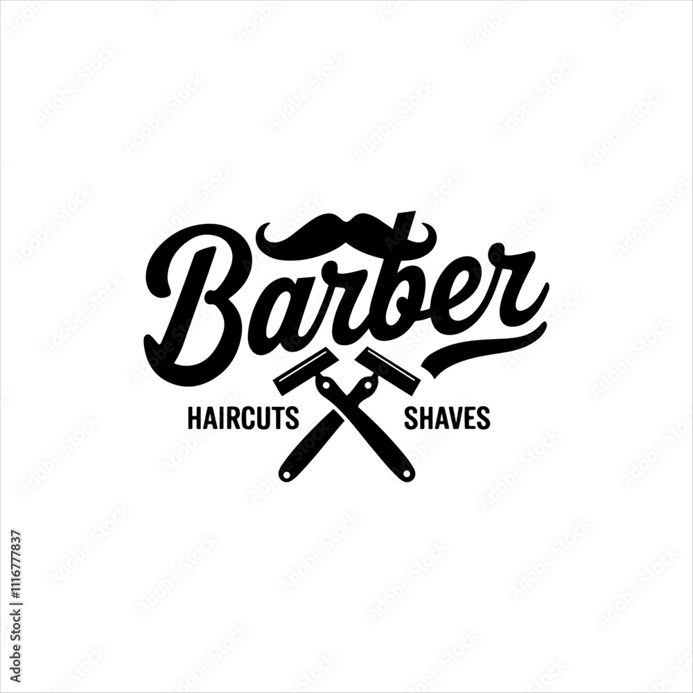Vetor de "Classic Barber Shop vector silhouette Logo Design with ...